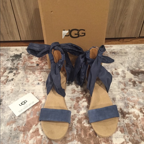 UGG | Shoes | Ugg Trina Ribbon Tie Wedge Sandal | Poshmark